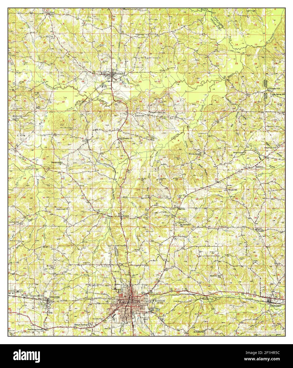 Ruston, Louisiana, map 1951, 1:62500, United States of America by ...