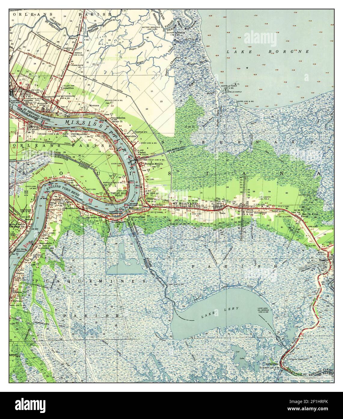 St Bernard, Louisiana, map 1942, 1:62500, United States of America by ...