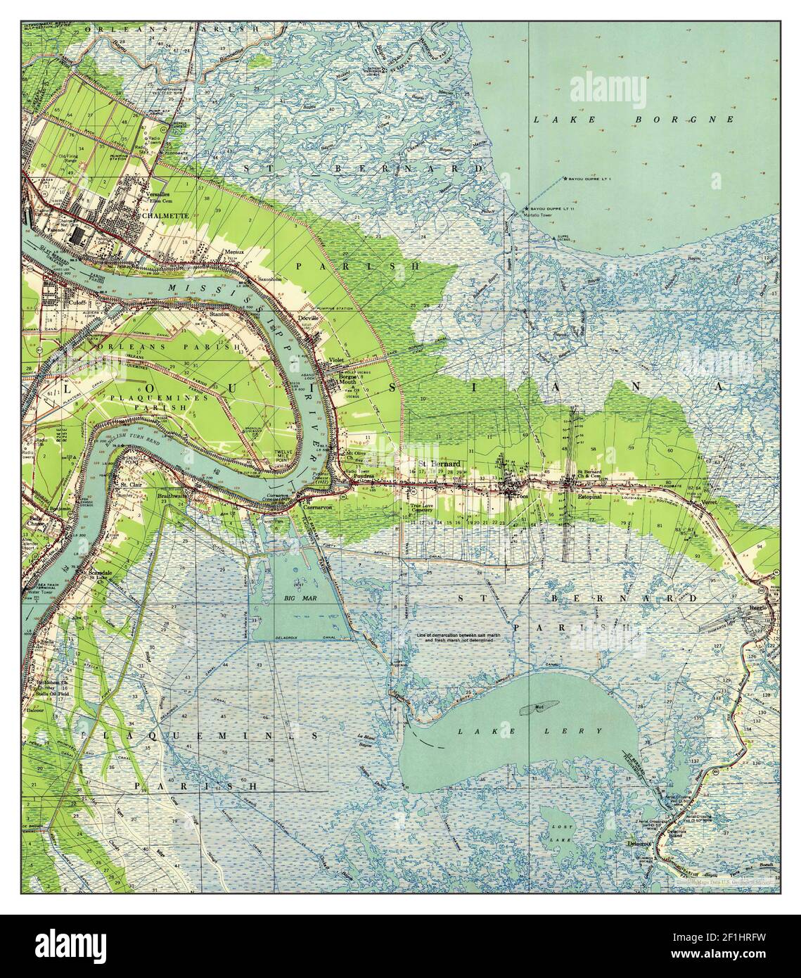 St Bernard, Louisiana, map 1955, 1:62500, United States of America by ...