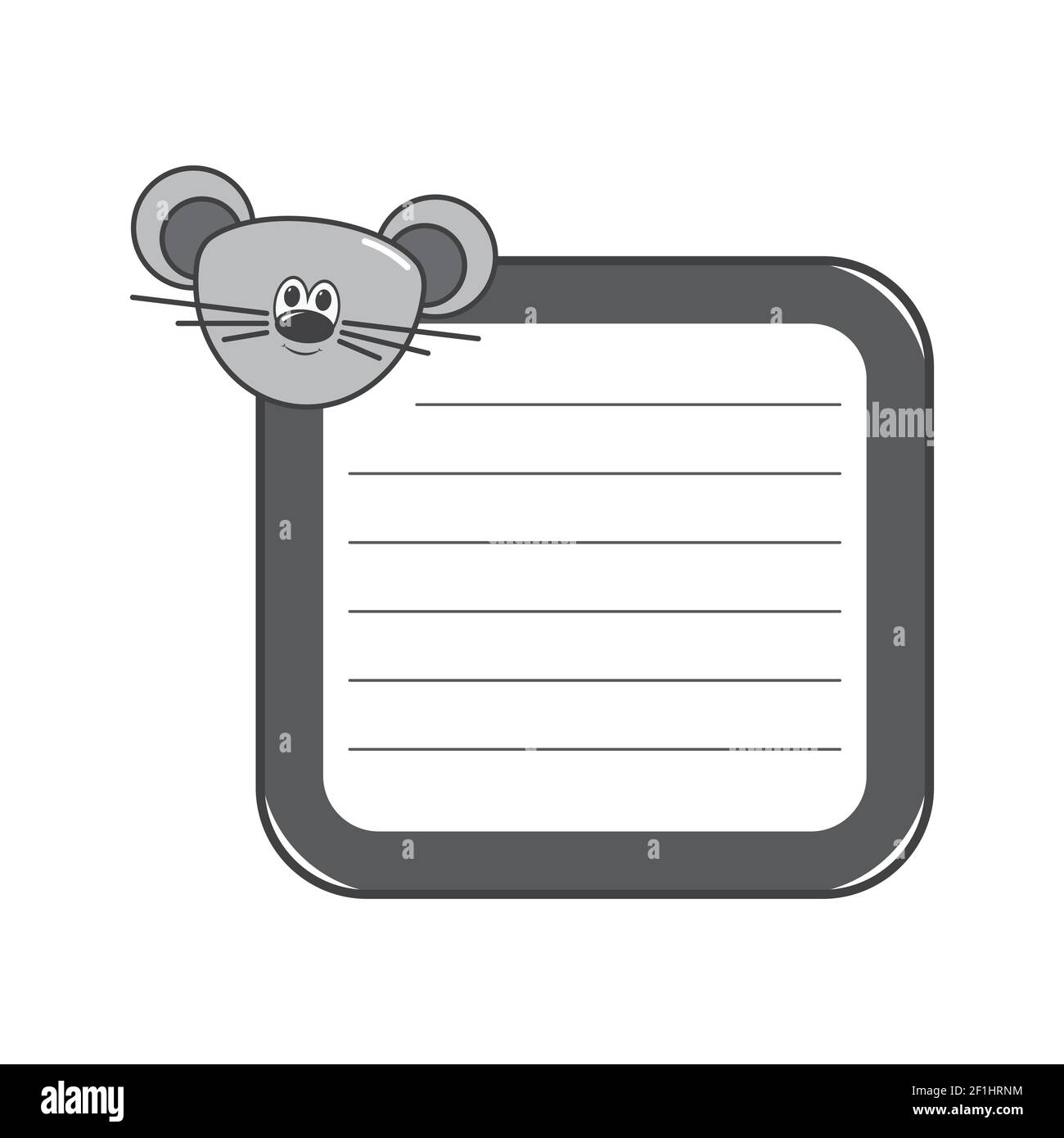 Cute note paper with mouse family cartoon. Vector illustration template ...