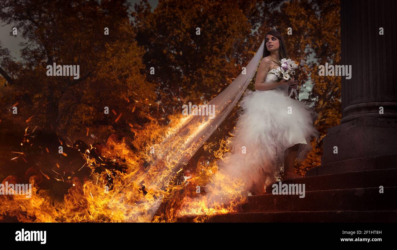 Woman child fire silhouette hi-res stock photography and images - Alamy