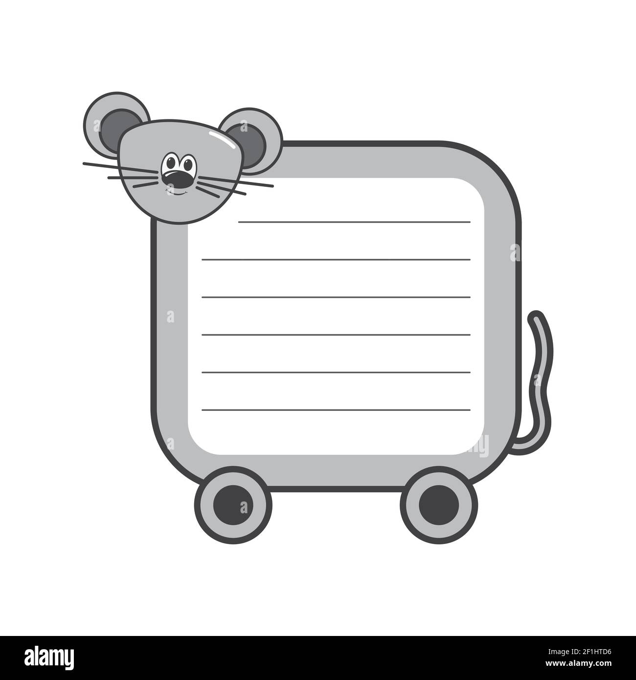 Cute note paper with mouse family cartoon. Vector illustration template ...