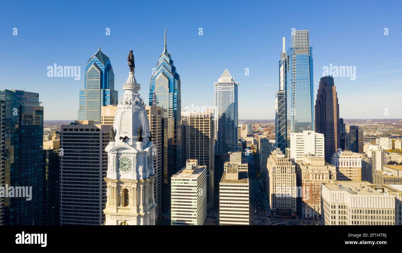 Urban Core City Center Tall Buildings Downtown Philadelphia ...