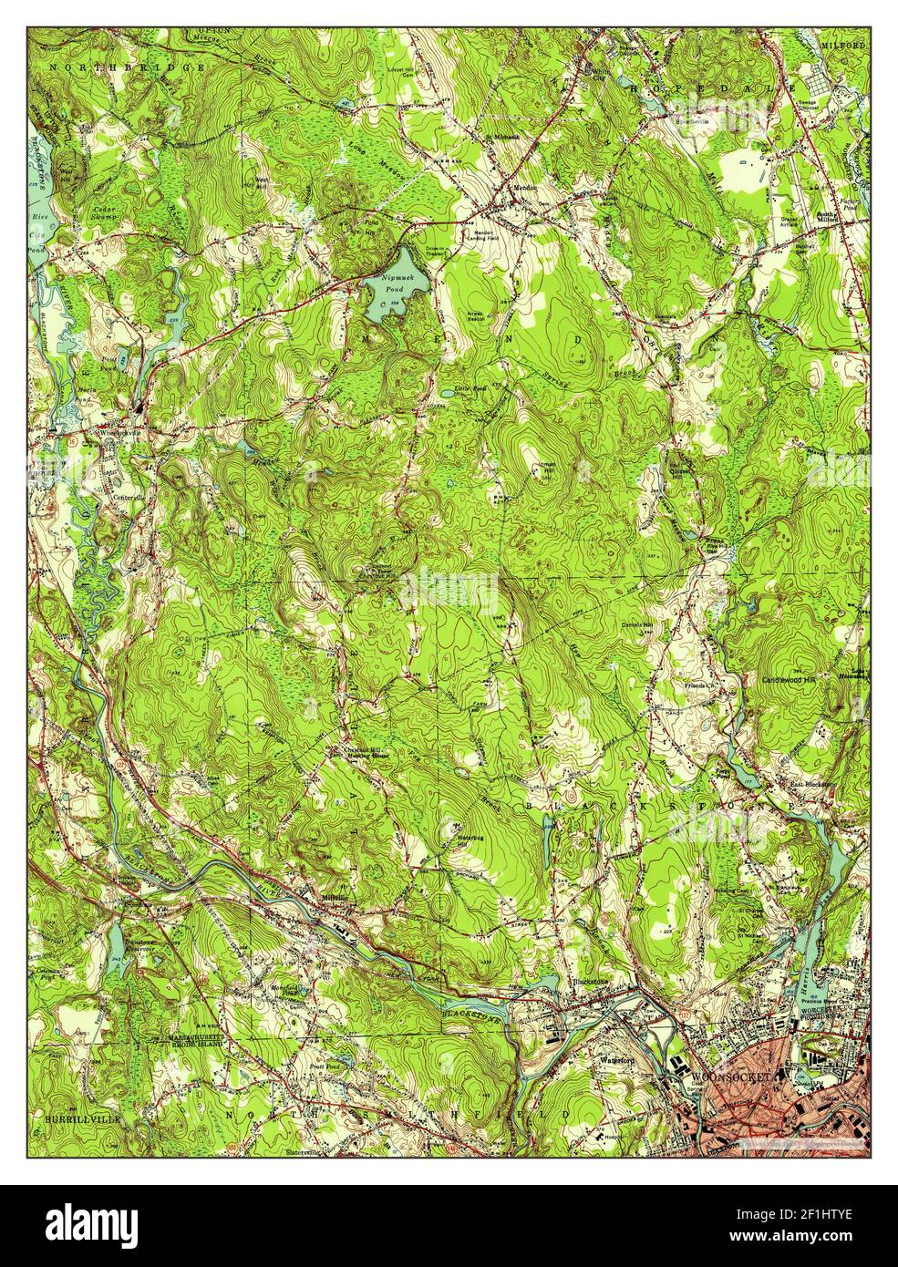 Blackstone, Massachusetts, map 1953, 1:31680, United States of America ...