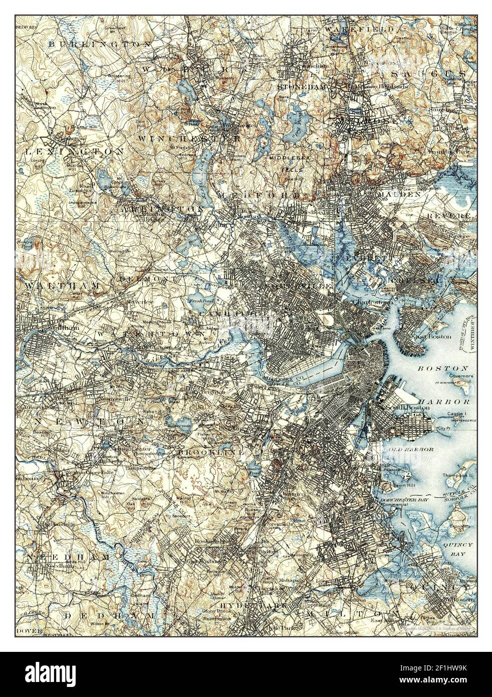 Old map of boston Cut Out Stock Images & Pictures - Alamy