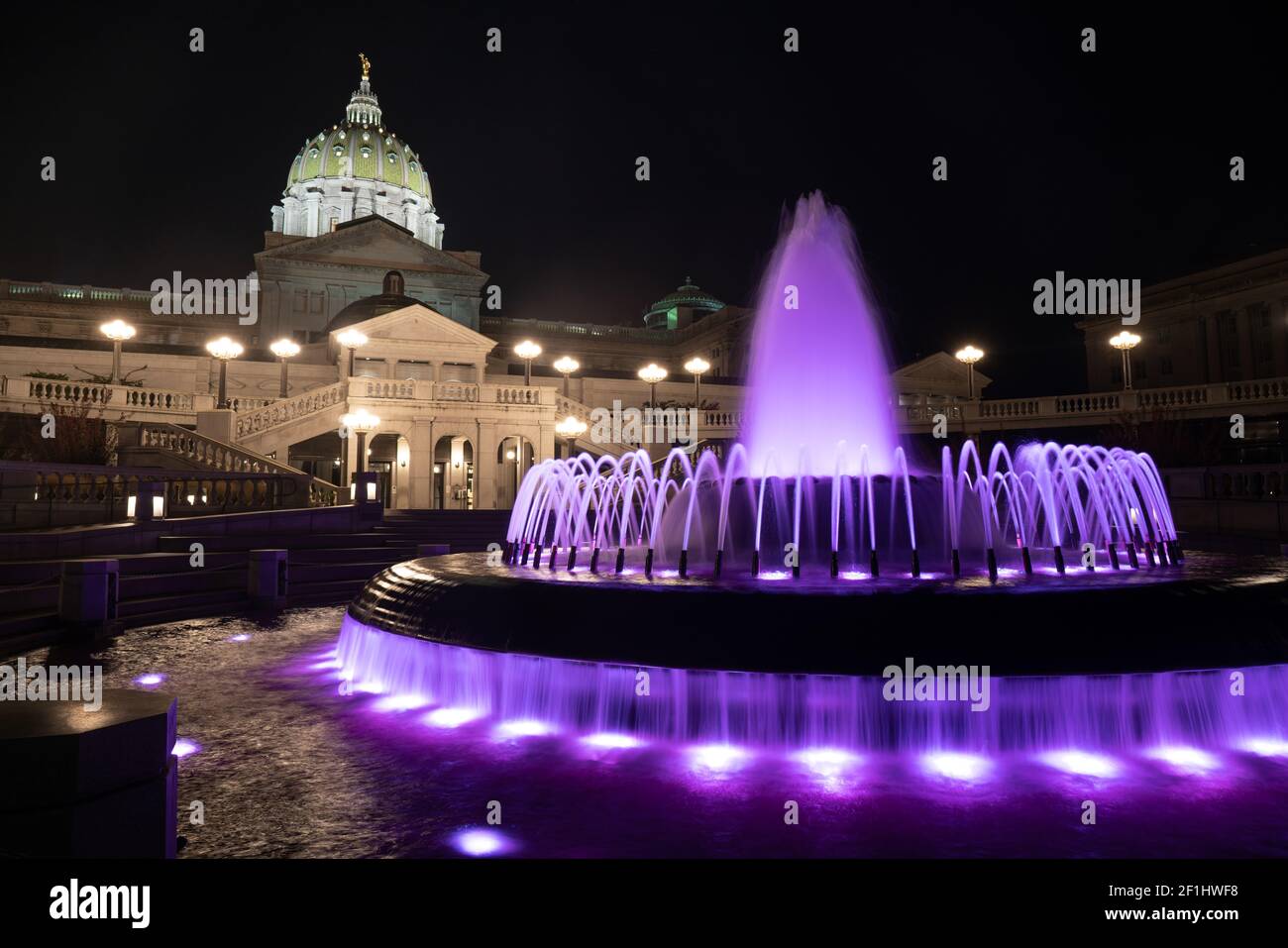 Capitol Building State House Purple Fountain Harrisburg Pennsylvania ...