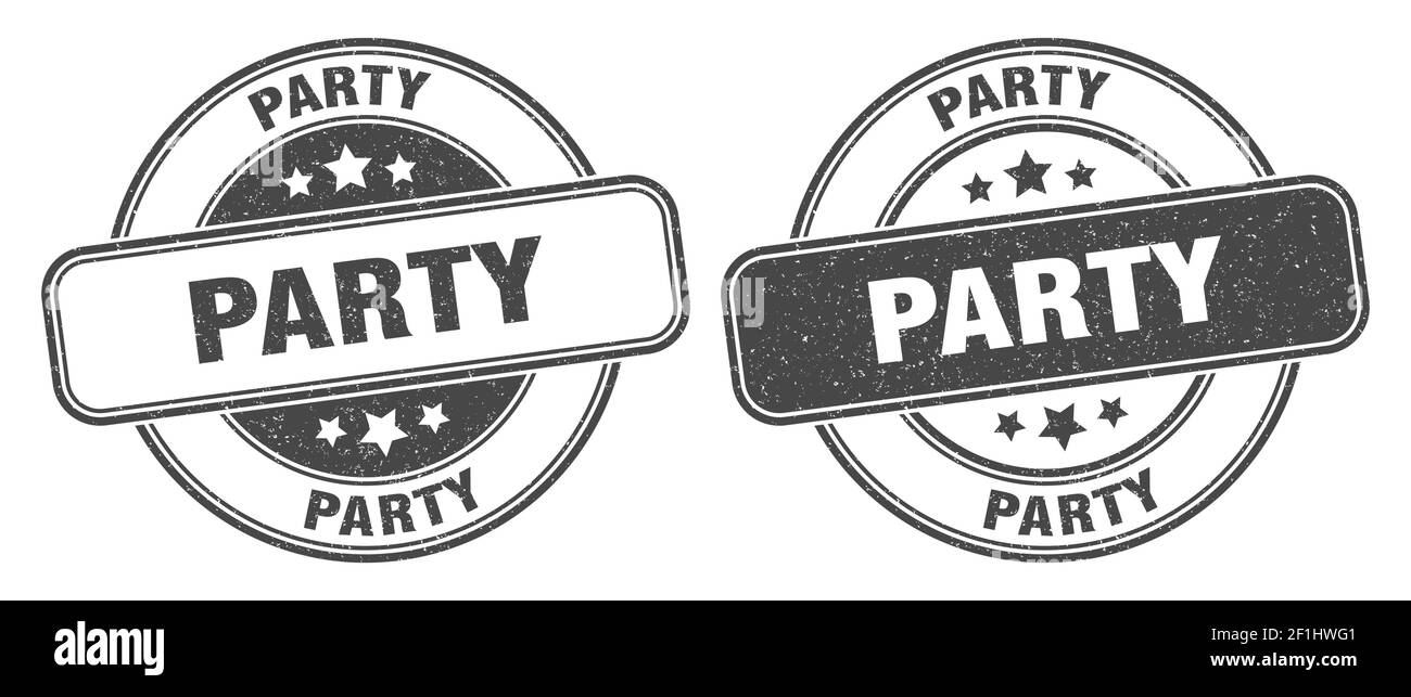 party stamp. party sign. round grunge label Stock Vector Image & Art ...