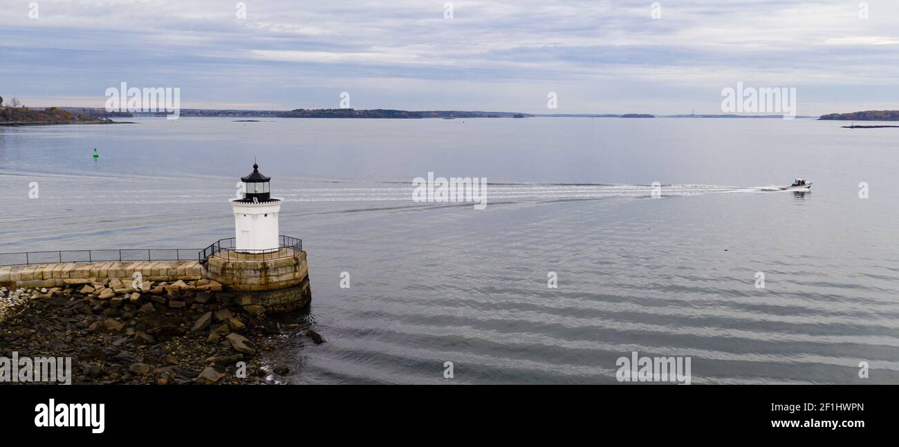 Portland Breakwater Lighthouse Bug Light Leads Mariners into The Harbor ...