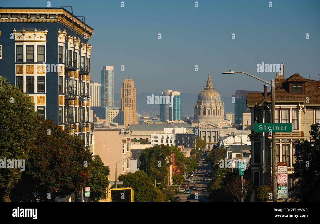 City Hall Buidling Down Fulton Street San Francisco California Stock ...