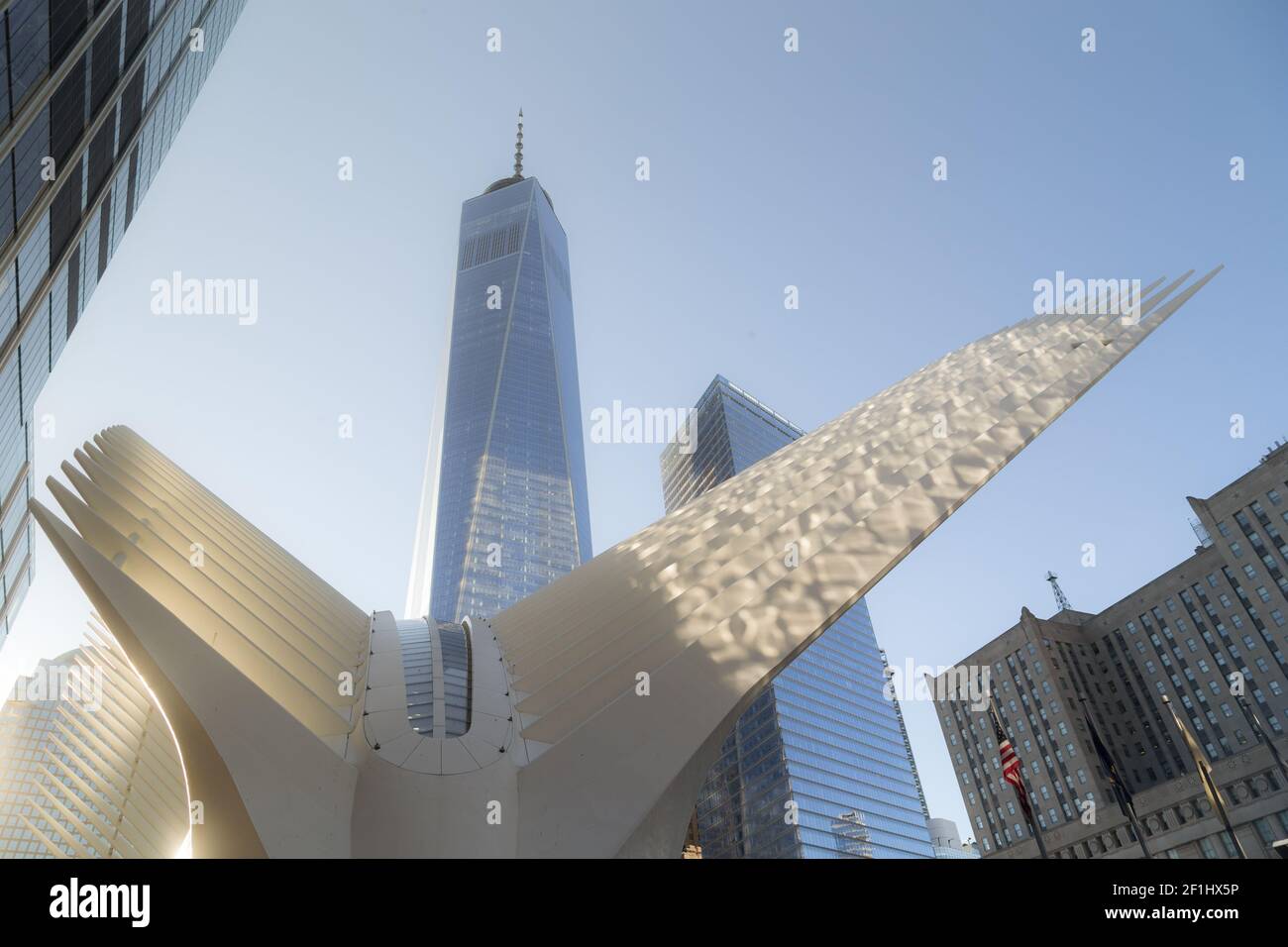 USA, New York City, NY - The structure of the Oculus frames One World ...
