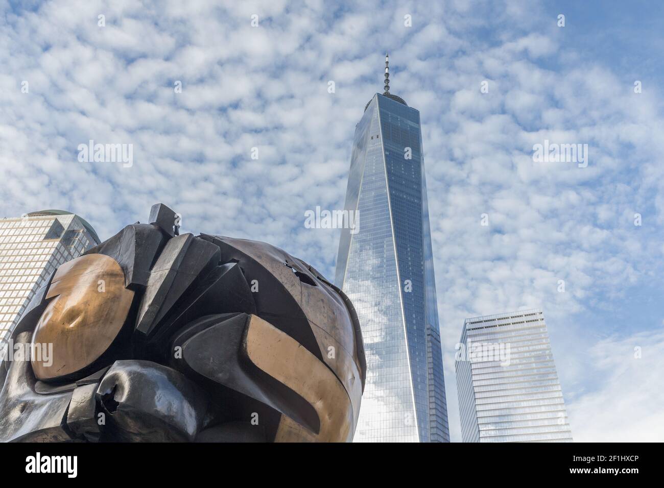 USA, New York City, NY - The Sphere by German artist Fritz Koenig below ...