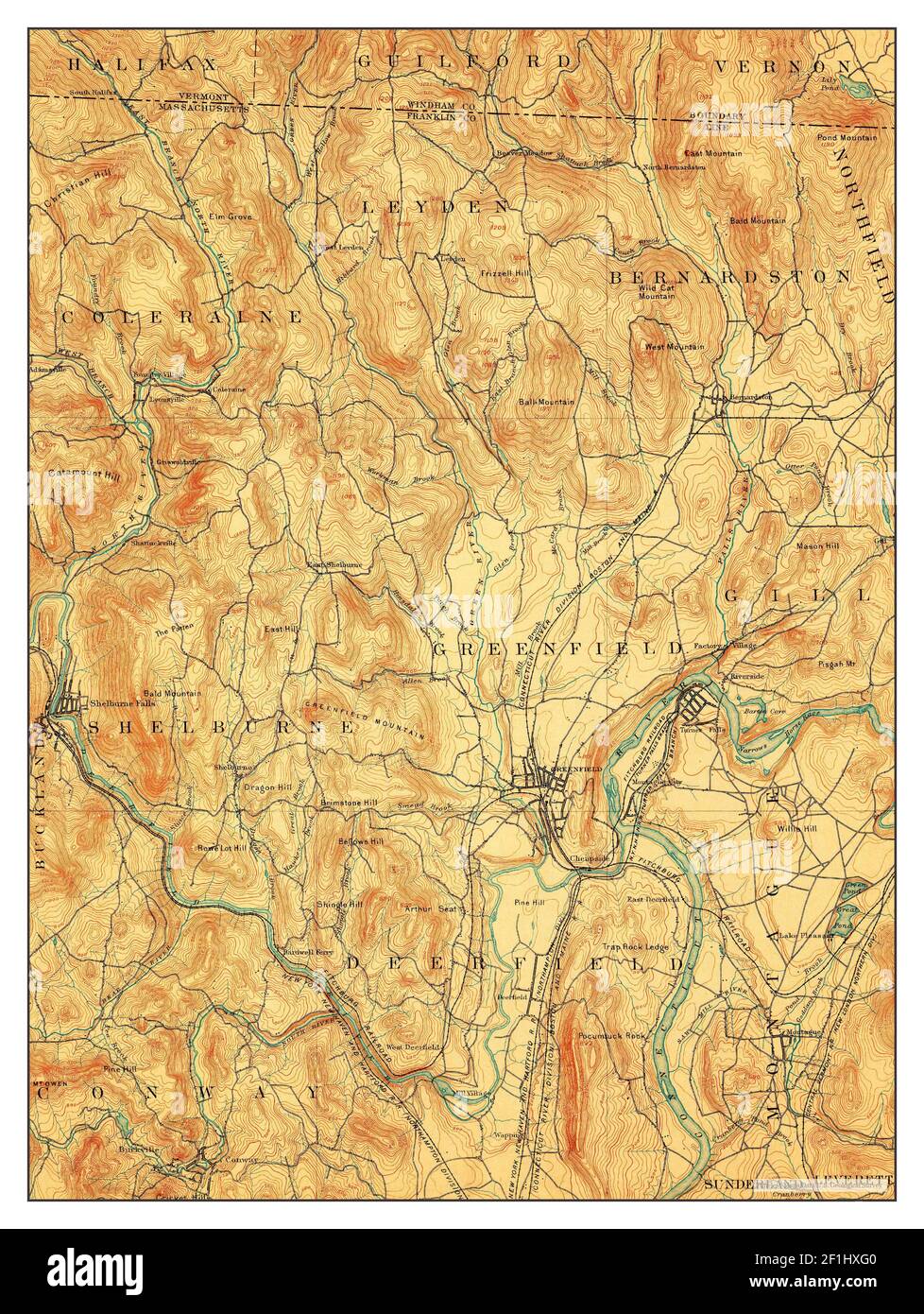 Greenfield massachusetts map hi-res stock photography and images - Alamy
