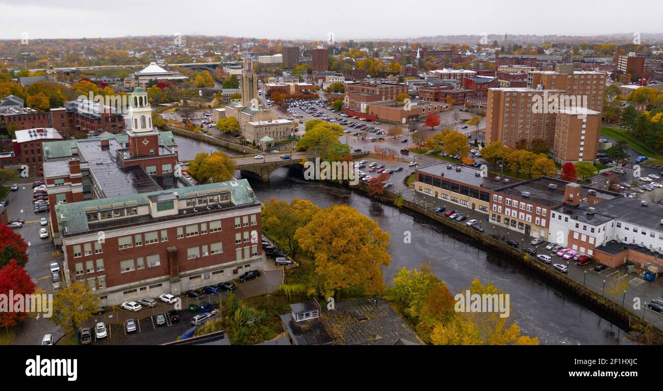 Overcast Skies over the Seekonk River Splitting Pawtucket Rhode Island ...