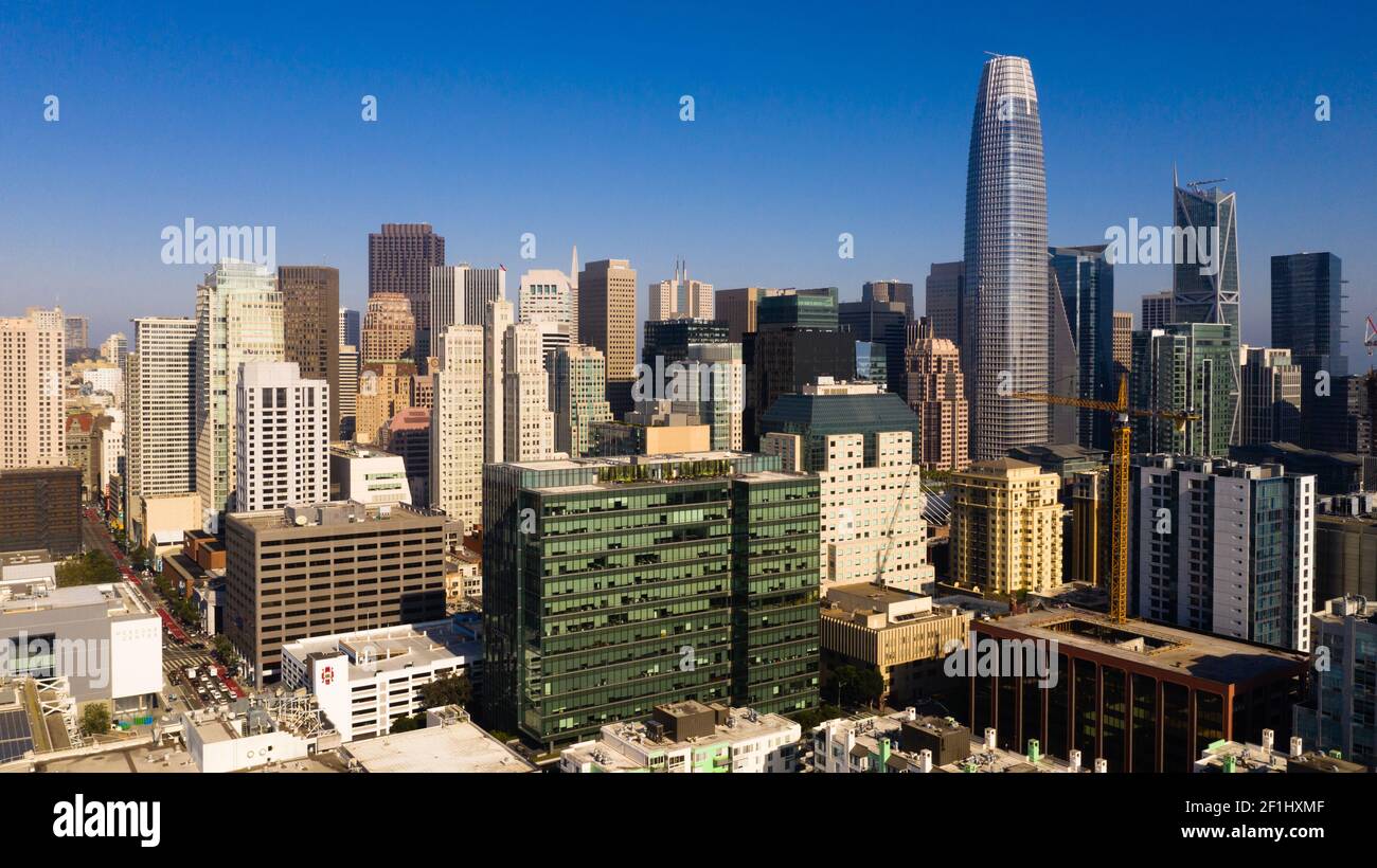 Aerial View Inner Downtown Core Urban Center San Francisco Metro ...