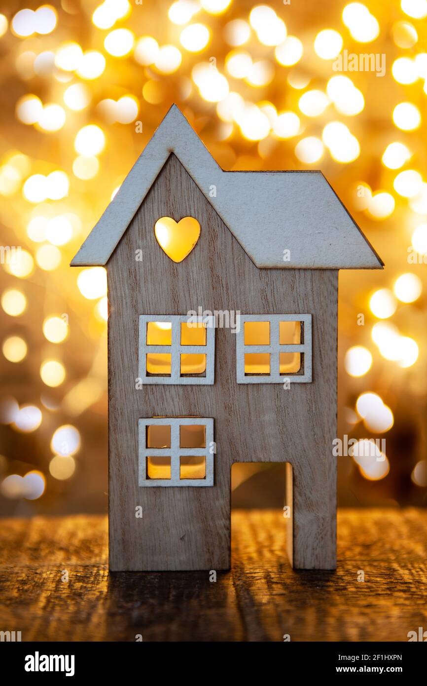 Small house in front of lights Stock Photo - Alamy
