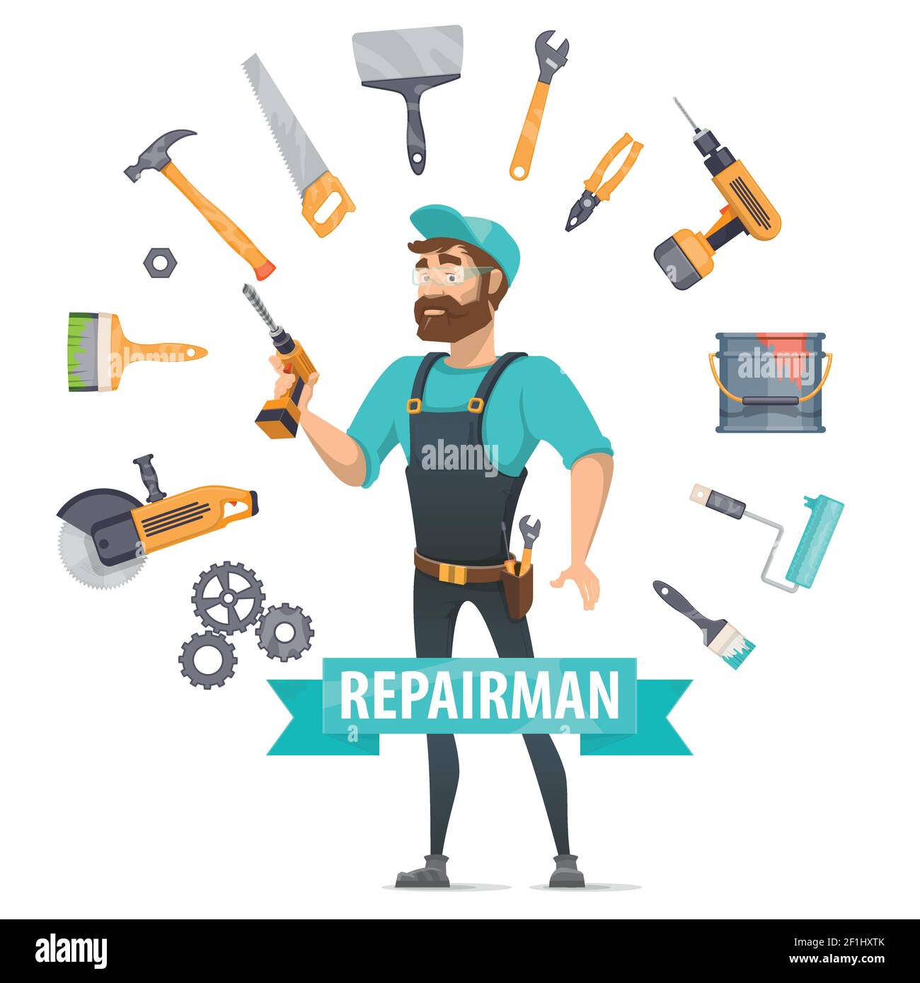 Repair elements round template with construction tools instruments and ...