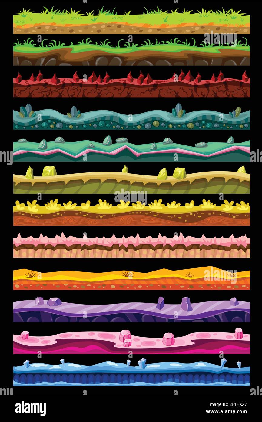 Collection of fantasy landscapes for computer game with structure of ...