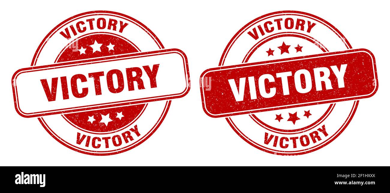 victory stamp. victory sign. round grunge label Stock Vector Image ...