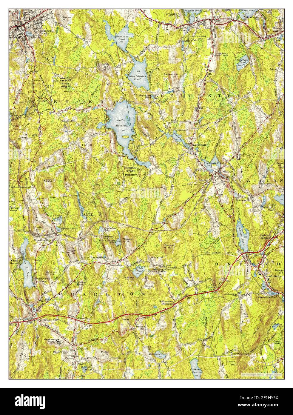 Leicester Massachusetts Map 1953 131680 United States Of America By Timeless Maps Data Us