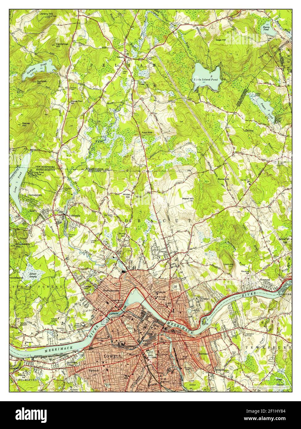 Map of lowell Cut Out Stock Images & Pictures - Alamy