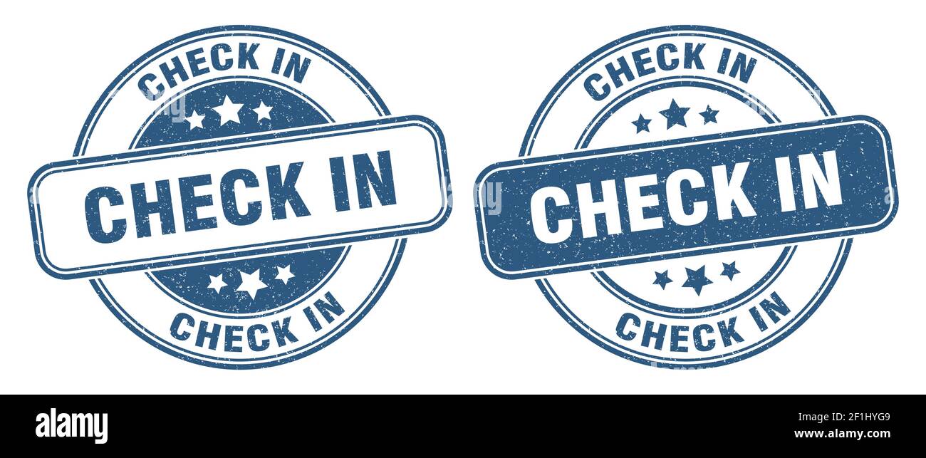 check in stamp. check in sign. round grunge label Stock Vector Image ...