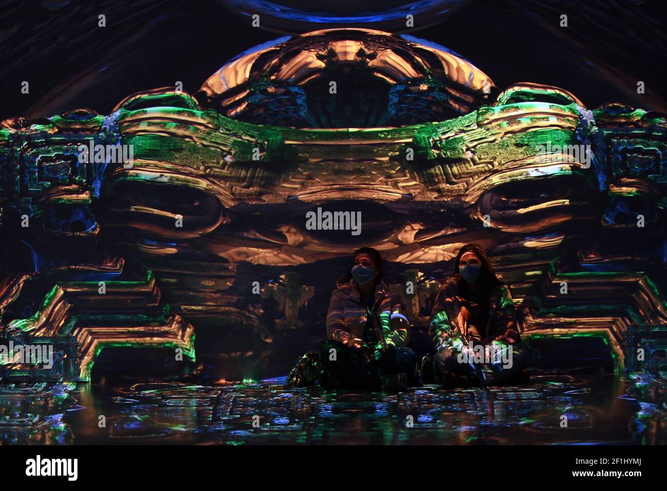 New York, USA. 08th Mar, 2021. People watch “Geometric Properties” art ...