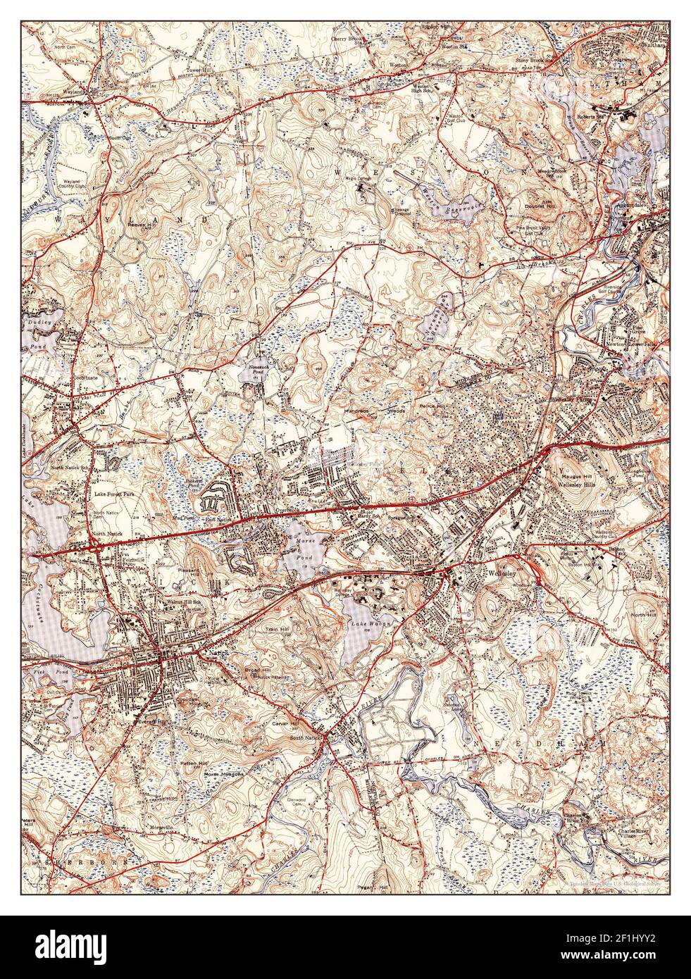 Natick, Massachusetts, map 1943, 1:31680, United States of America by ...
