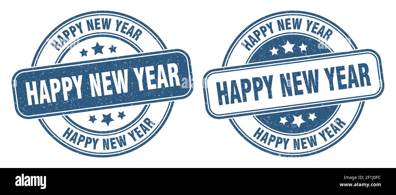 happy new year stamp. happy new year sign. round grunge label Stock ...