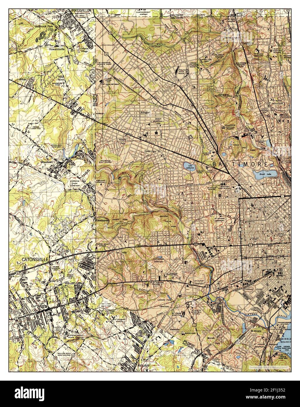 Baltimore West, Maryland, map 1944, 1:31680, United States of America ...