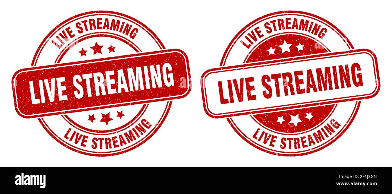 live streaming stamp. live streaming sign. round grunge label Stock ...