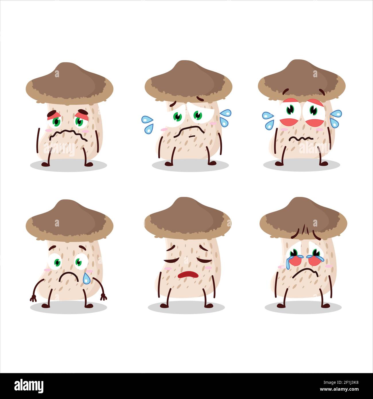 Shiitake mushroom cartoon character with sad expression. Vector ...