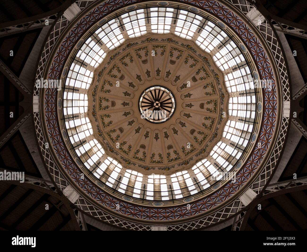 Central rosette of the Mercado de la Colon Valencia, Spain Stock Photo ...