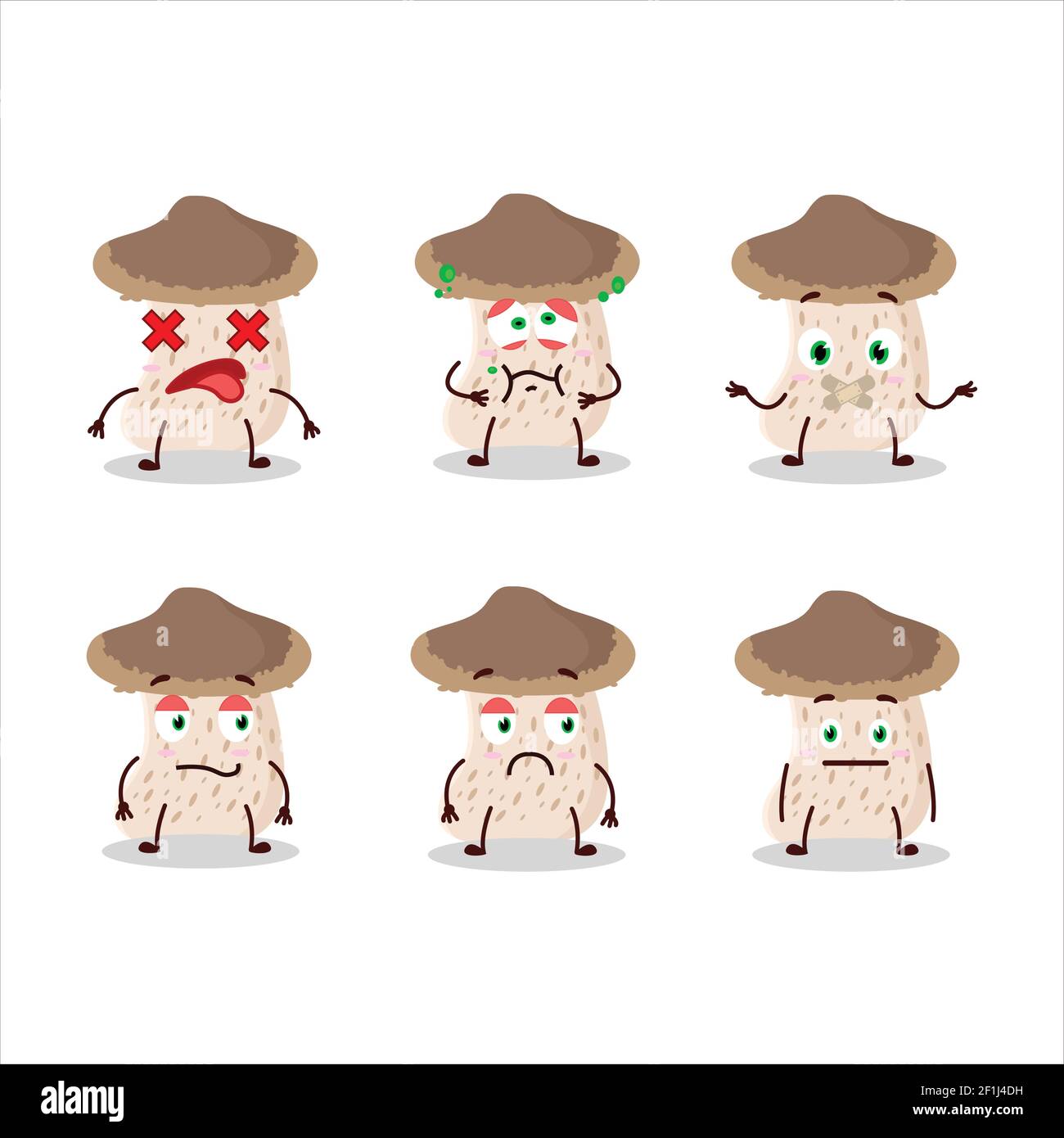 Shiitake mushroom cartoon character with nope expression. Vector ...