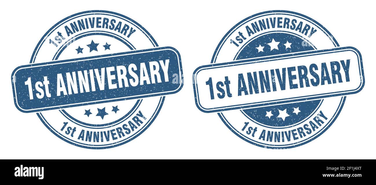1st anniversary stamp. 1st anniversary sign. round grunge label Stock ...