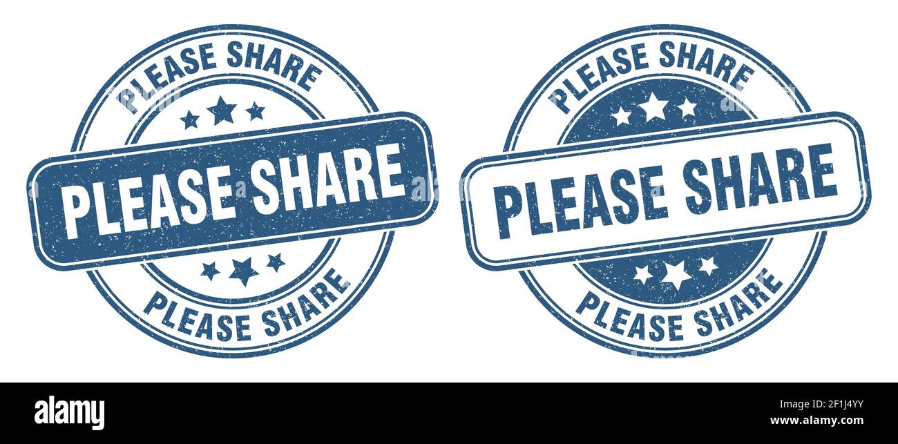 please share stamp. please share sign. round grunge label Stock Vector ...