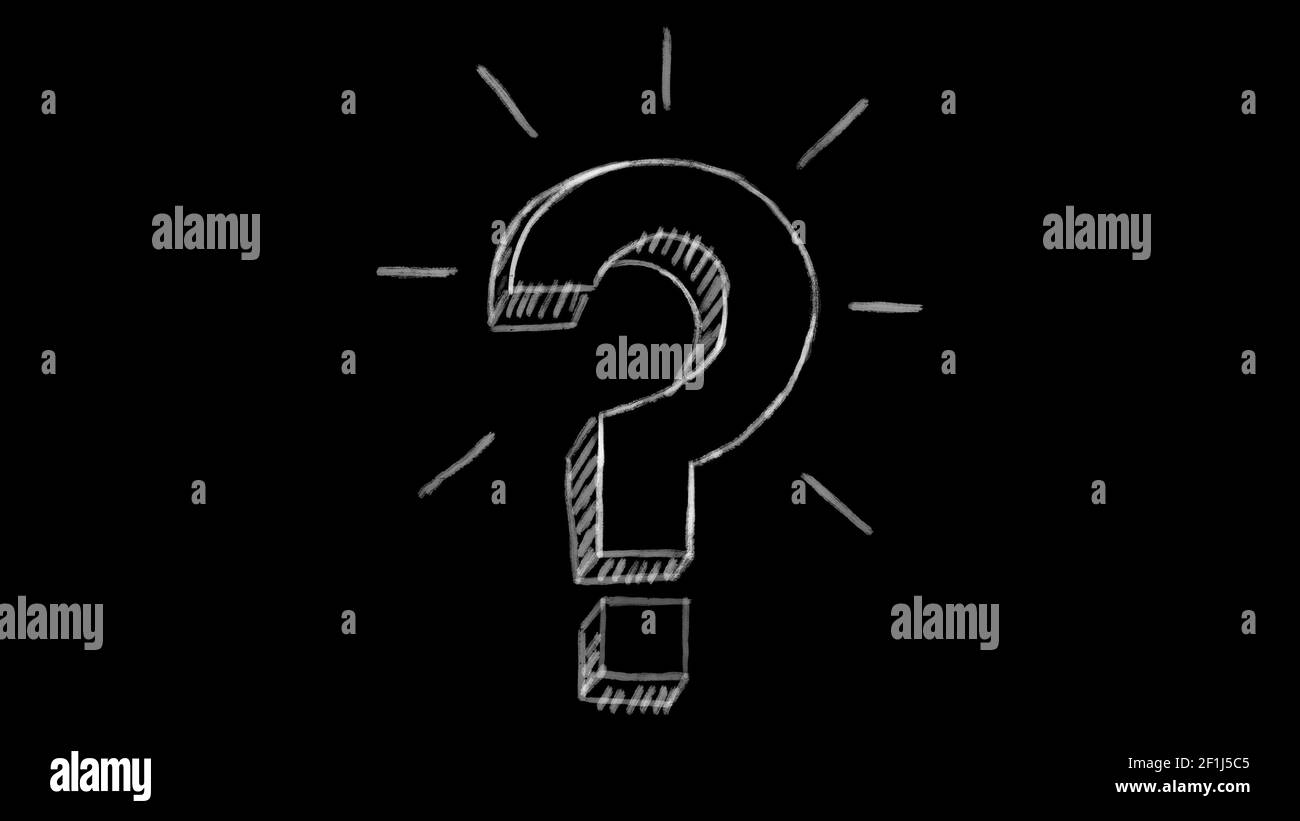 Animated question mark, black chalk section, ideal for compositing, use ...