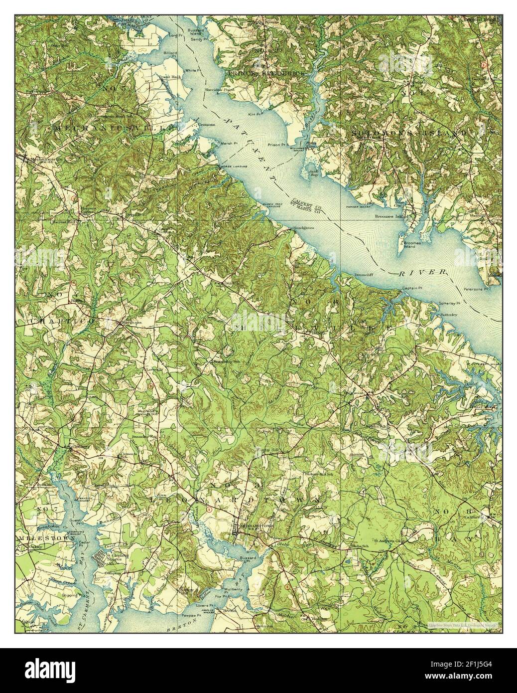 Leonardtown, Maryland, map 1939, 1:62500, United States of America by ...