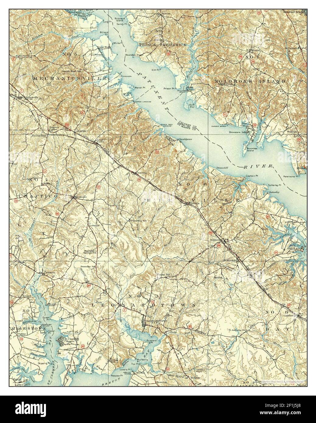Leonardtown, Maryland, map 1939, 1:62500, United States of America by ...