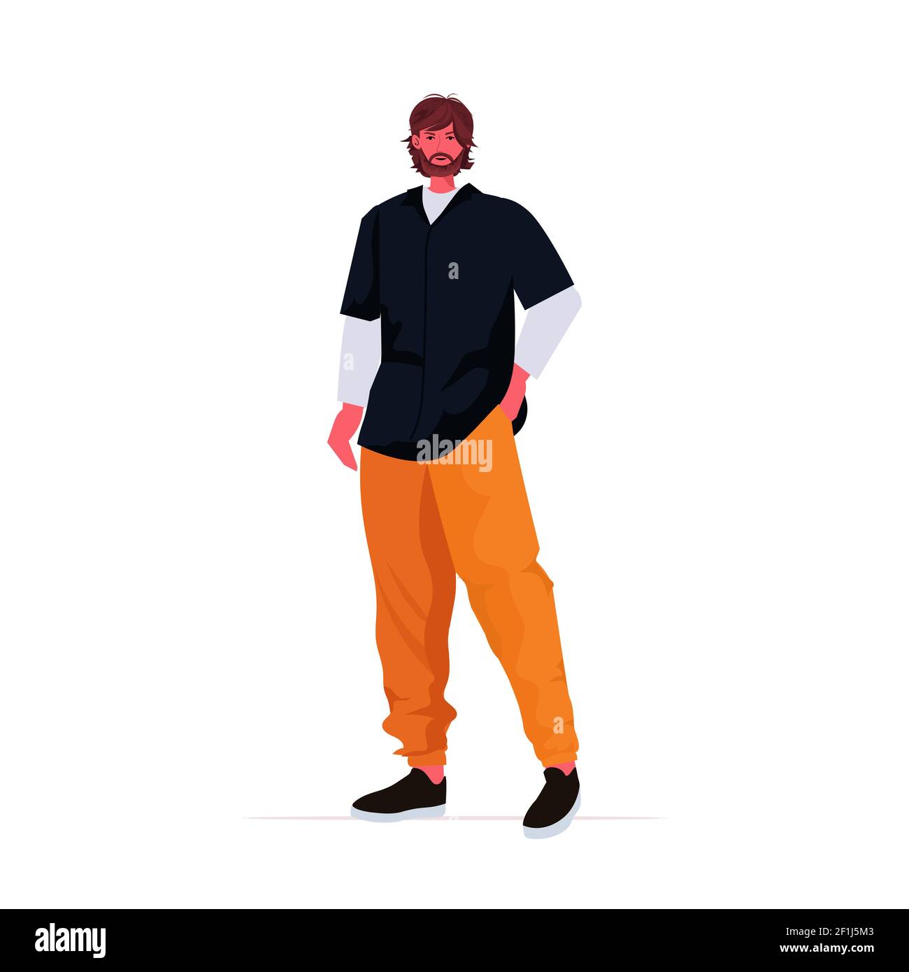young man in casual trendy clothes male cartoon character standing pose ...