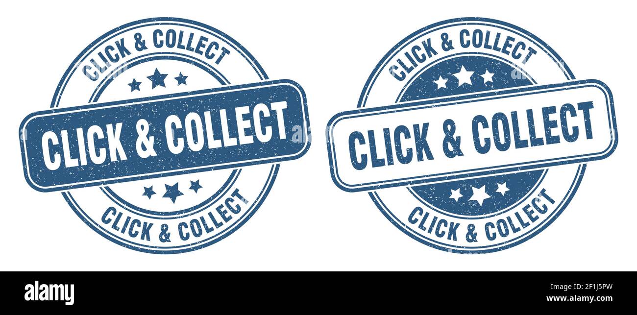 click & collect stamp. click & collect sign. round grunge label Stock ...