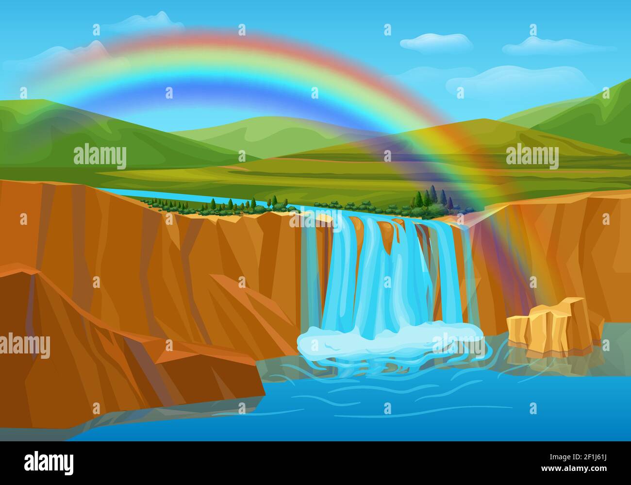 Rainbow trees mountains Stock Vector Images - Alamy