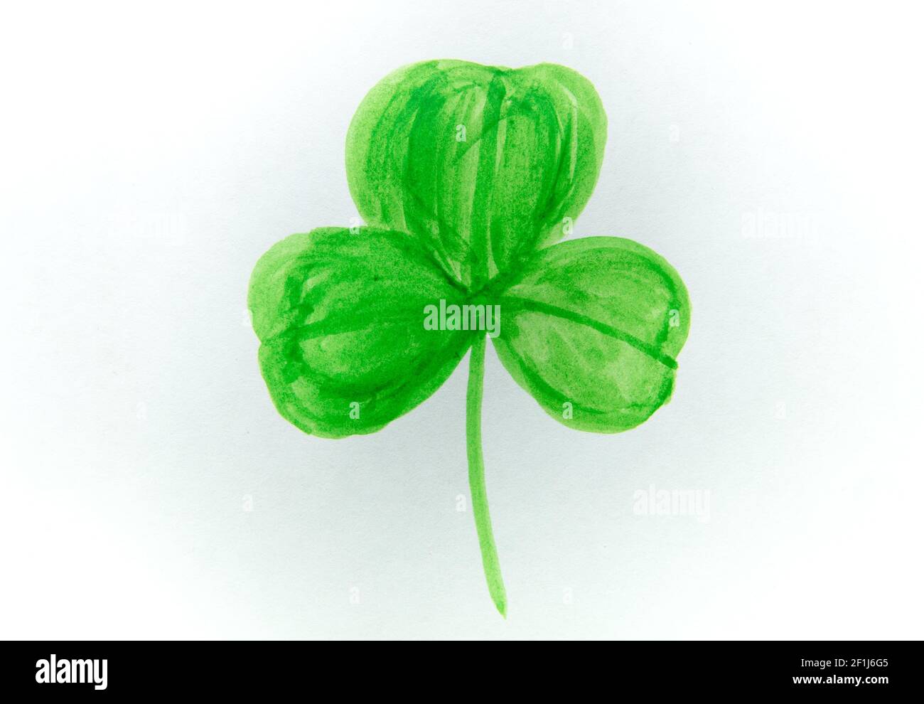 St. Patrick's Day shamrock clover green leaf made in watercolor hand ...