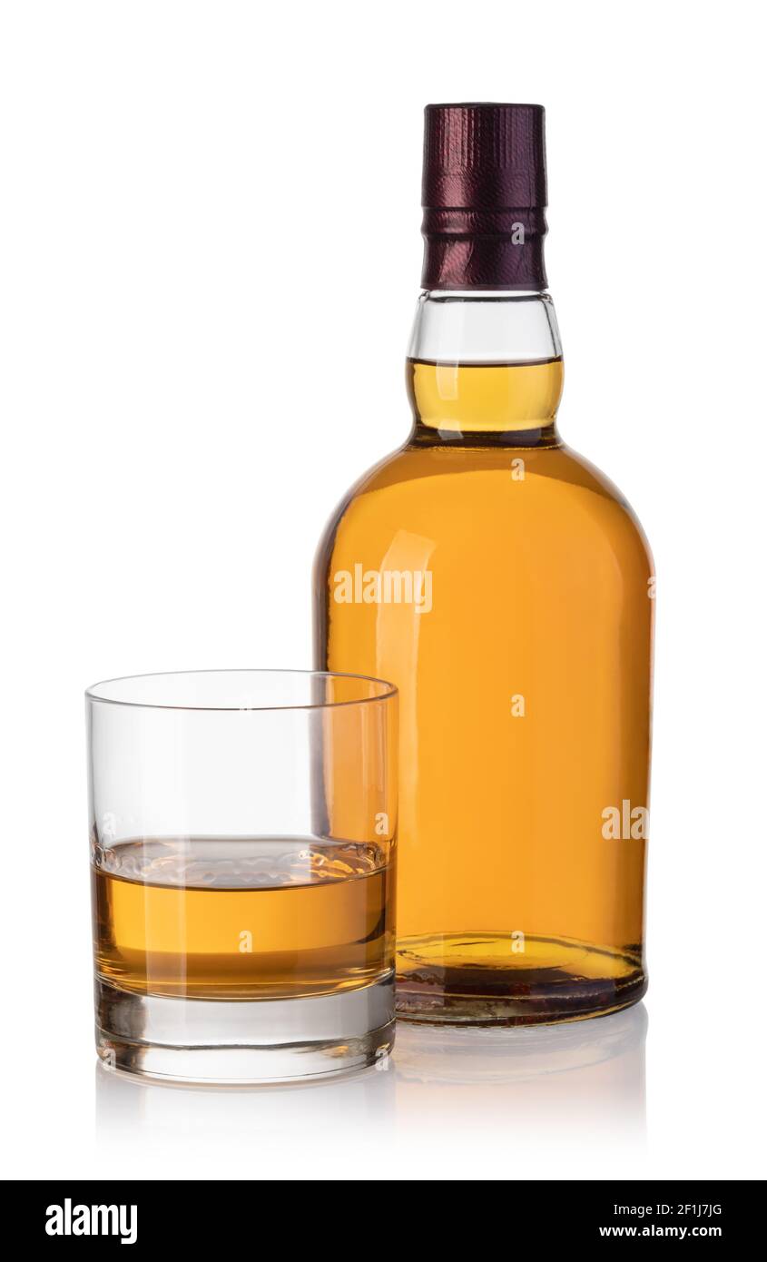 Whiskey bottle and glass Cut Out Stock Images & Pictures - Alamy