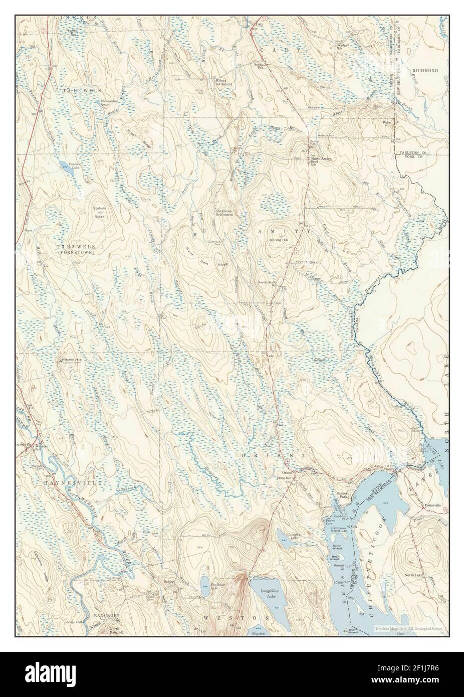 Amity, Maine, map 1958, 1:62500, United States of America by Timeless ...