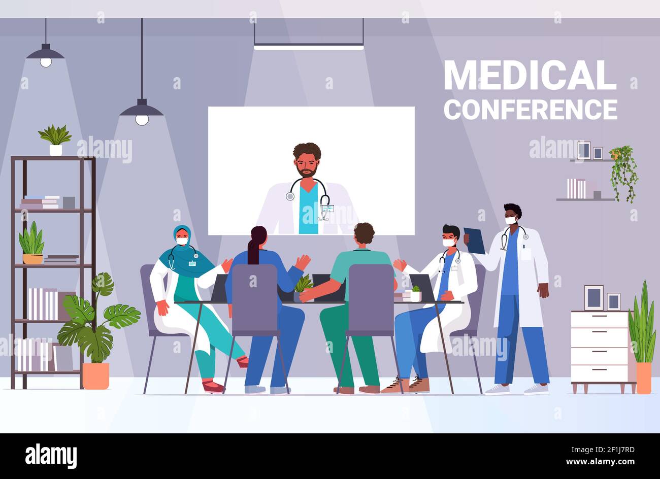 Round table doctors cartoon hi-res stock photography and images - Alamy
