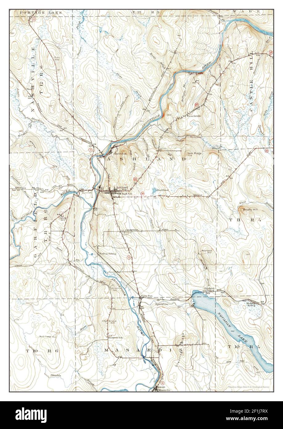 Ashland, Maine, map 1953, 1:62500, United States of America by Timeless ...