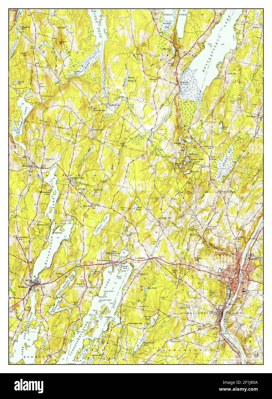 Augusta, Maine, map 1941, 1:62500, United States of America by Timeless ...