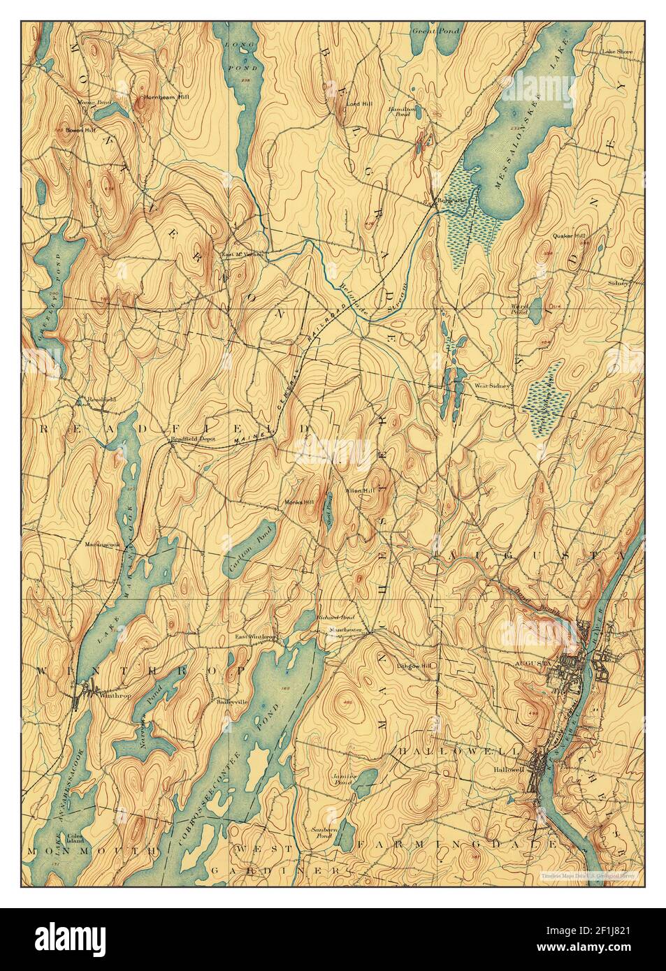 Augusta, Maine, map 1892, 1:62500, United States of America by Timeless ...