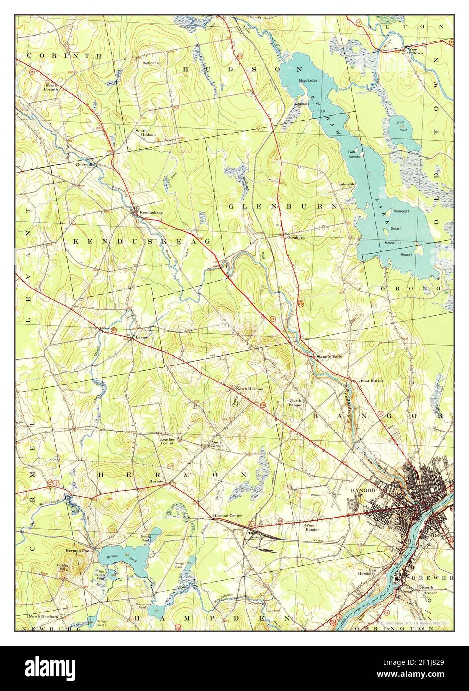 Bangor, Maine, map 1942, 1:62500, United States of America by Timeless ...