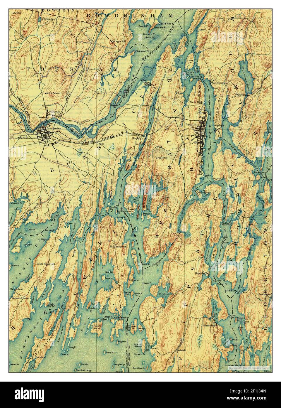 Bath, Maine, map 1894, 1:62500, United States of America by Timeless ...